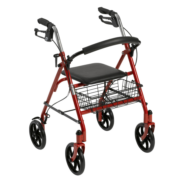 Drive 10257RD-1 Four Wheel Rollator w/ Fold Up Removable Back-Red ...